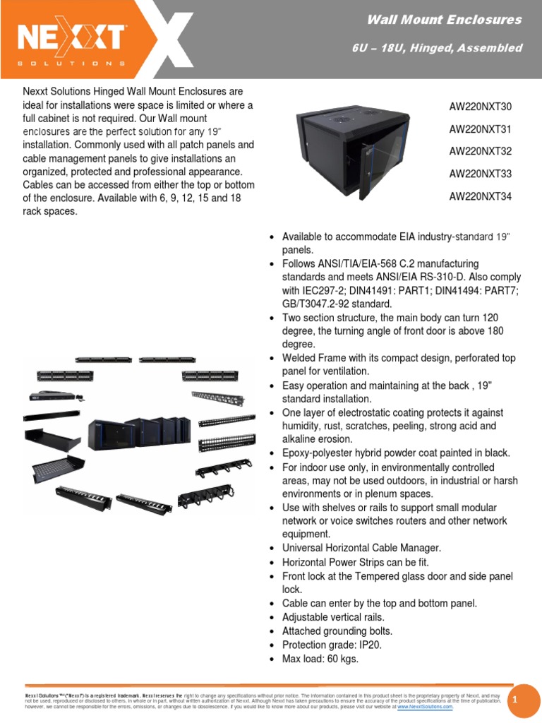 Nexxt Solutions Passive Data Sheet Aw220nxt30 34 Eng PDF | PDF | Door ...