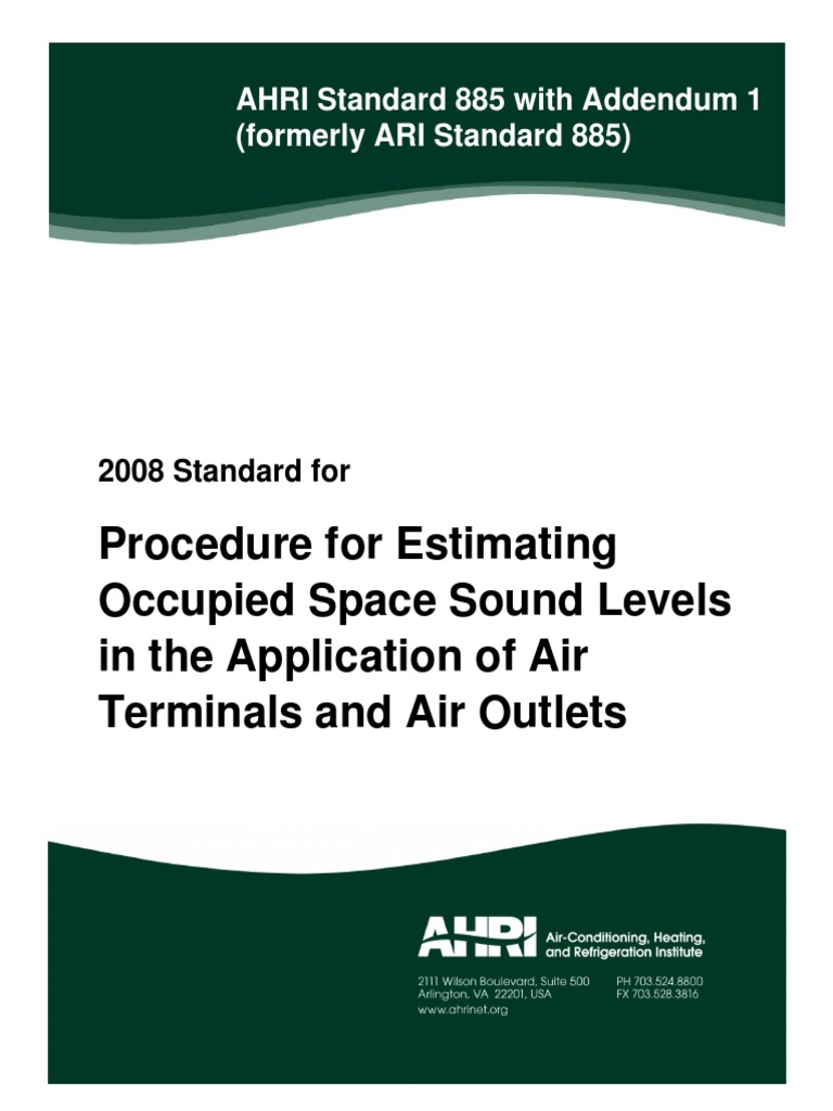 AHRI Standard 885-2008 With Addendum 1 | Download Free PDF | Duct (Flow ...