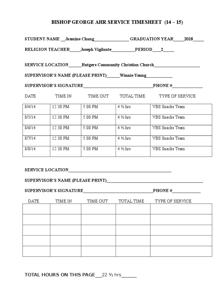 Service Timesheet | PDF