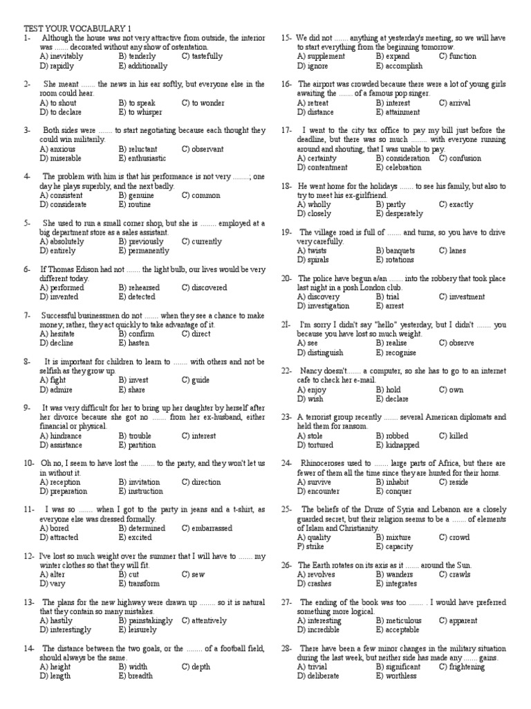 ELS10 Test Your Vocabulary 1 | PDF