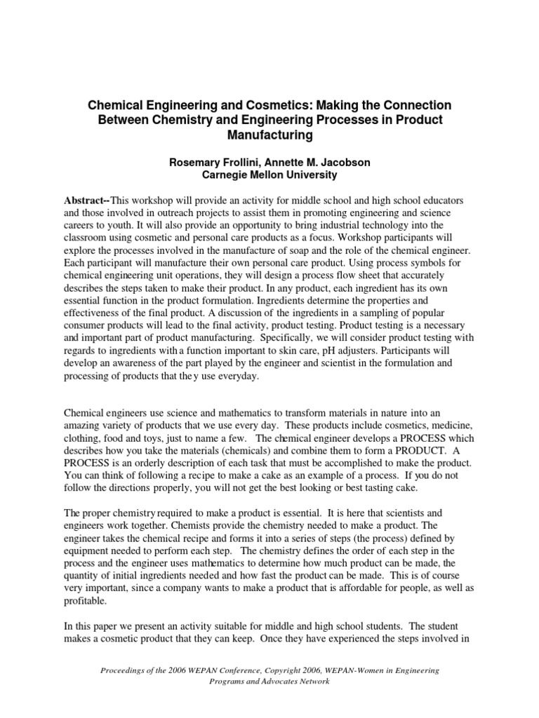 Chemical Engineering and Cosmetics: Making The Connection Between ...
