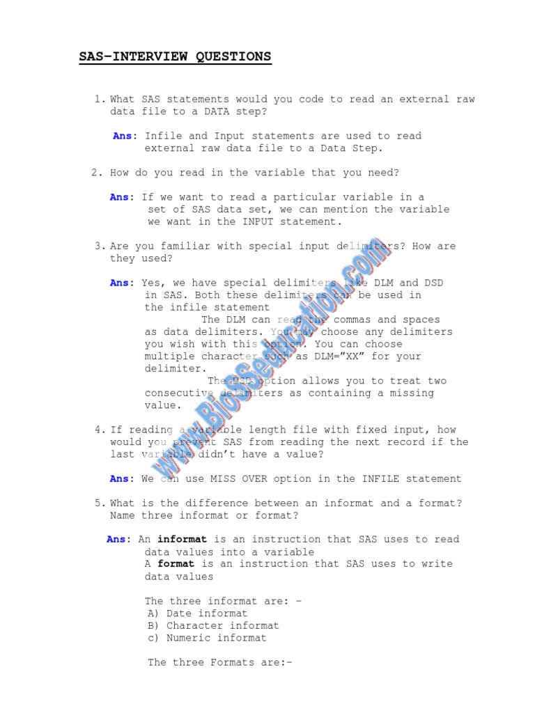 Sas Interview Questions | PDF | Business