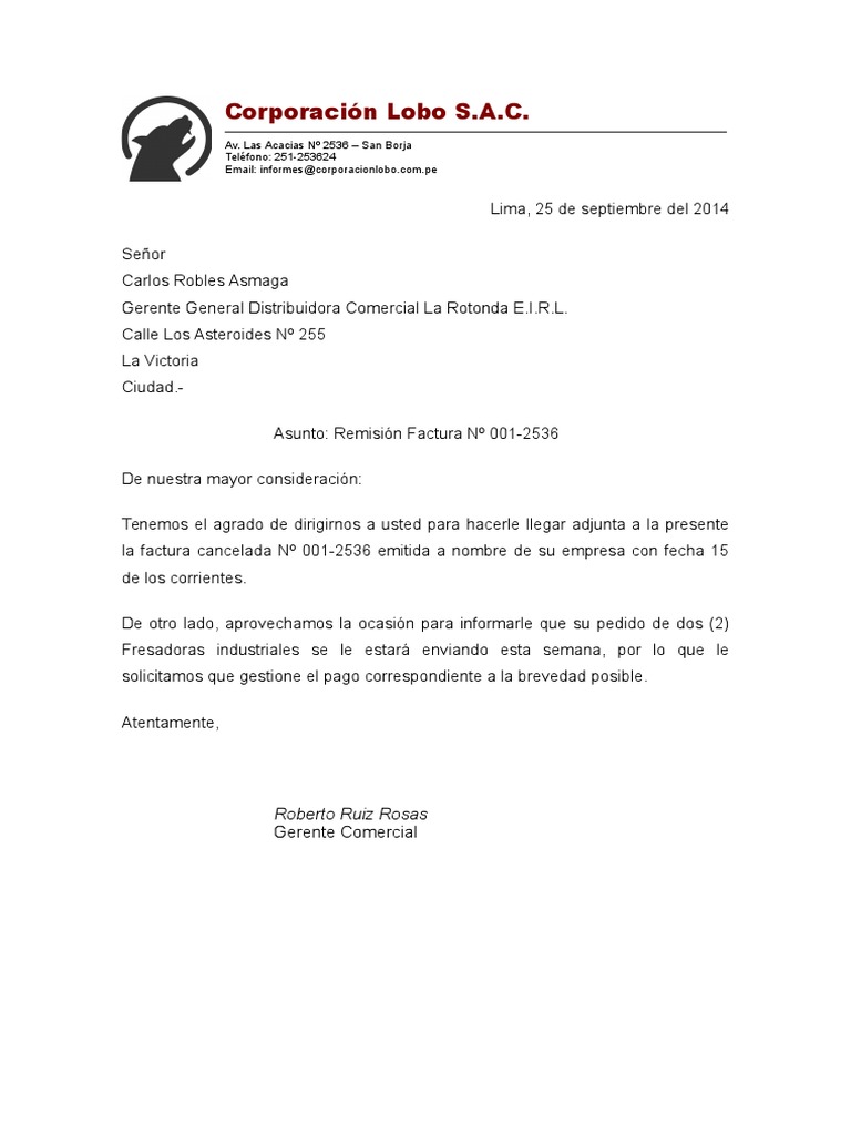 Modelo de Carta Comercial Estilo Bloque (TodoDocumentos - Info) | PDF