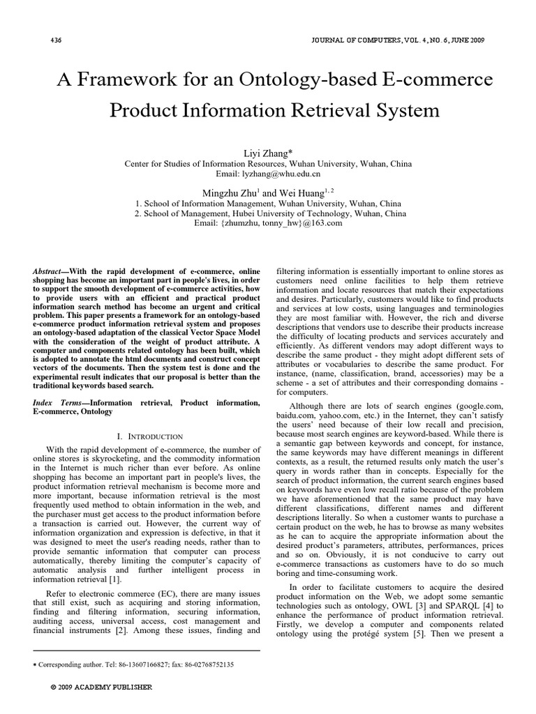 A Framework For An Ontology-Based E-Commerce Product Information Retrieval System | PDF ...