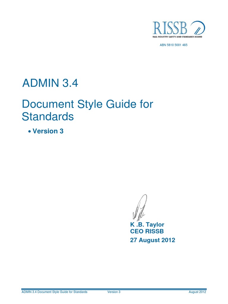 ADMIN 3 - 4 Document Style Guide For Standards v3 120827 | PDF ...