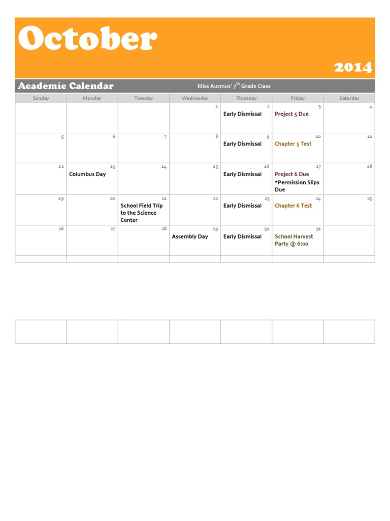October Calendar | PDF