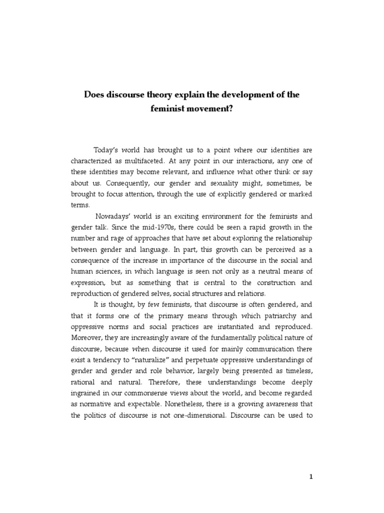 Discourse Theory and Feminism | PDF | Feminism | Gender Studies
