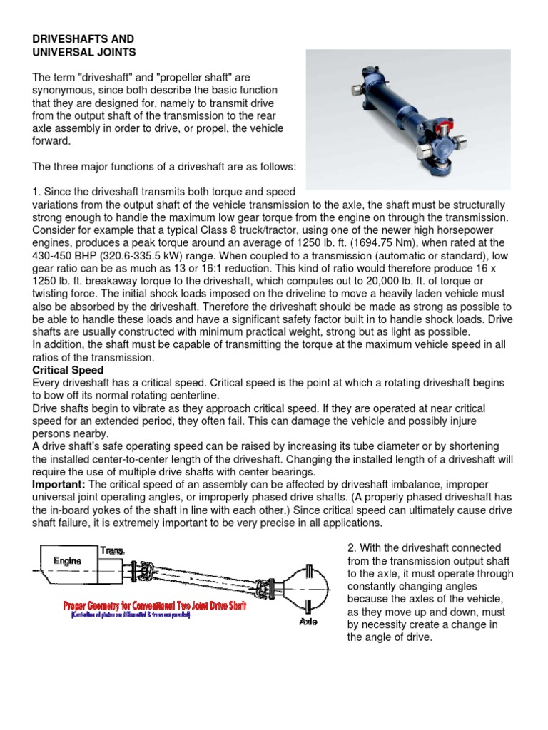 Drive Shaft PDF | PDF | Transmission (Mechanics) | Axle