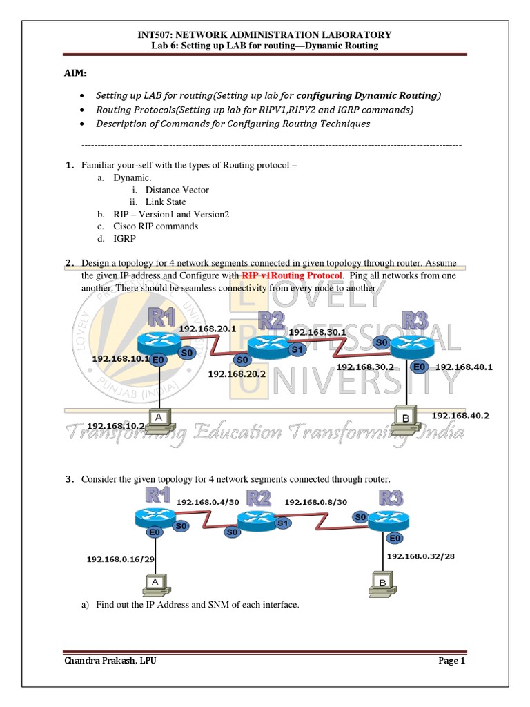 Lab 6. - Dynamic Routing Protocol | PDF | Routing | Router (Computing)