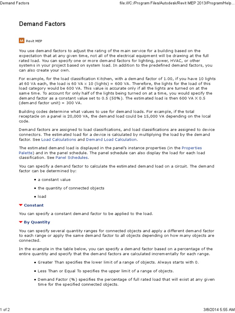Demand Factors | PDF | Autodesk Revit | Electric Power