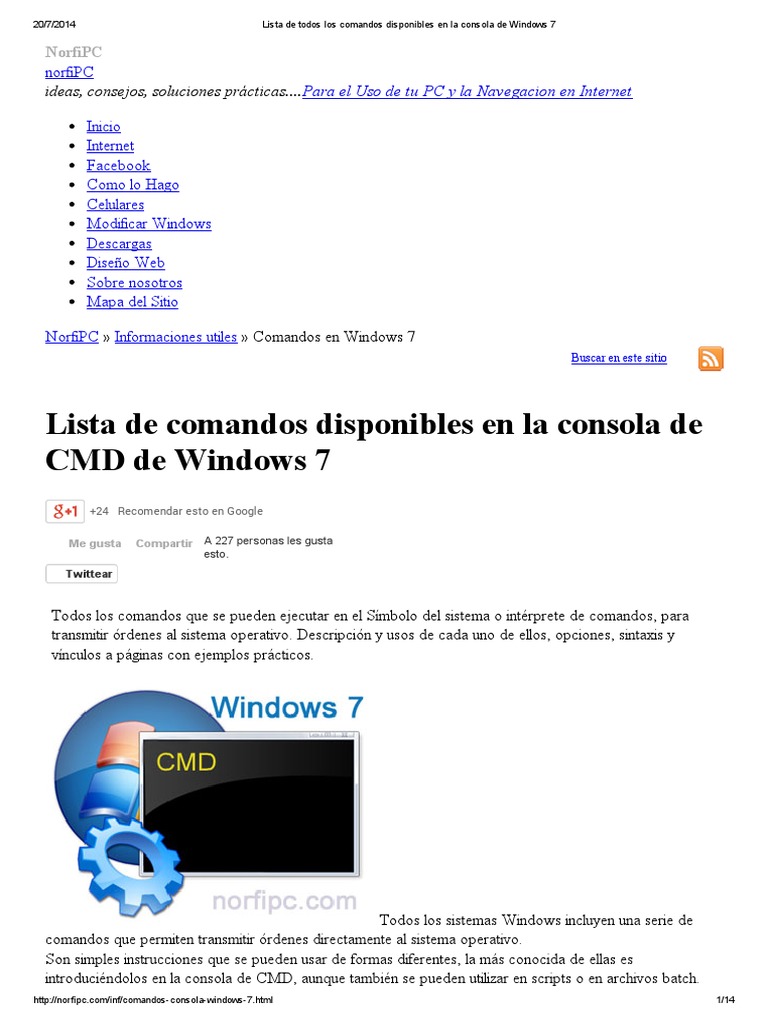 Lista de Todos Los Comandos Disponibles en La Consola de Windows 7 PDF ...