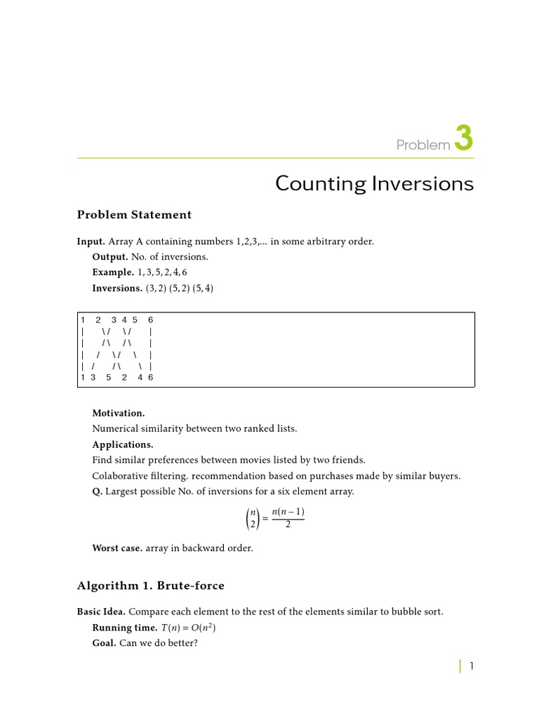 Problem - Counting Inversions | PDF | Algorithms | Applied Mathematics Problem - Counting Inversions | PDF | Algorithms | Applied Mathematics