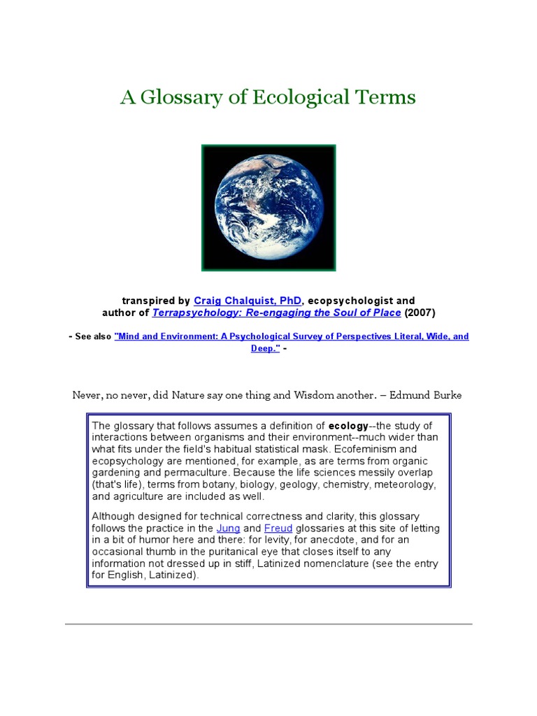 A Glossary of Ecological Terms | PDF | Carbohydrates | Chemistry