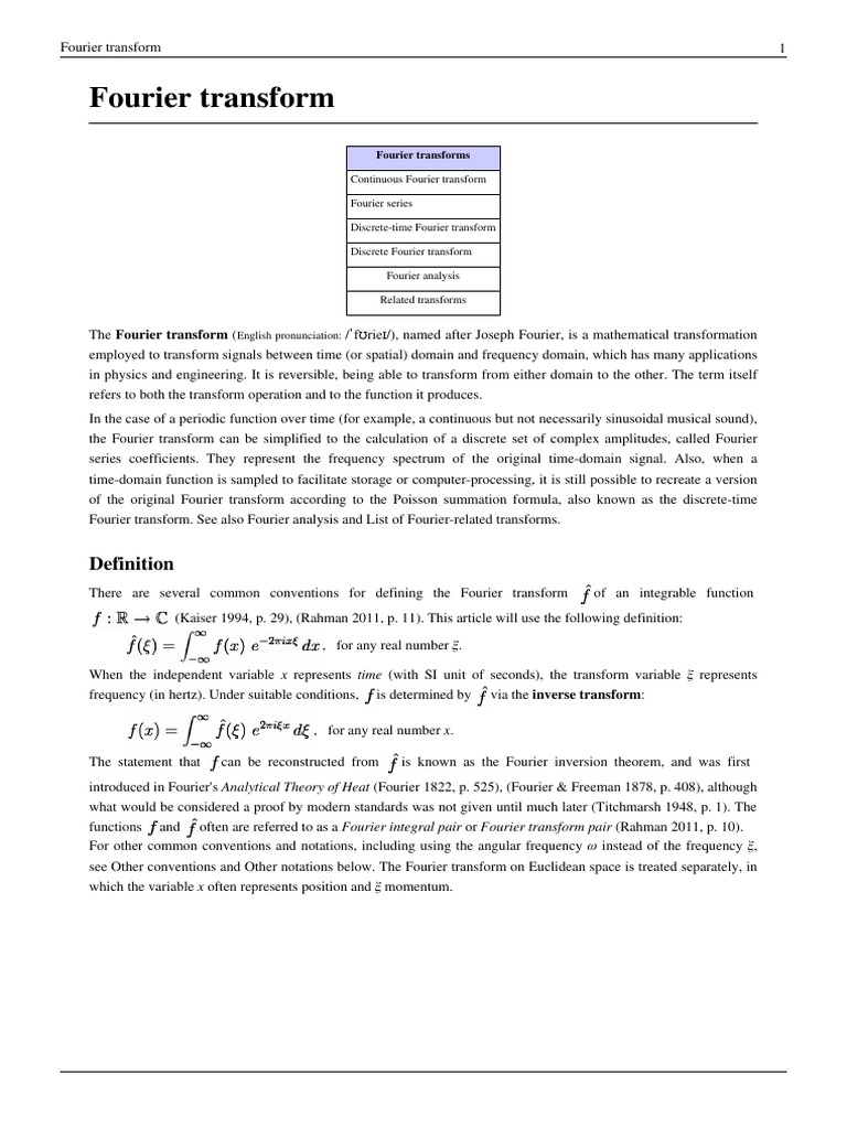 Fourier Transform Wiki | PDF | Fourier Transform | Distribution ...