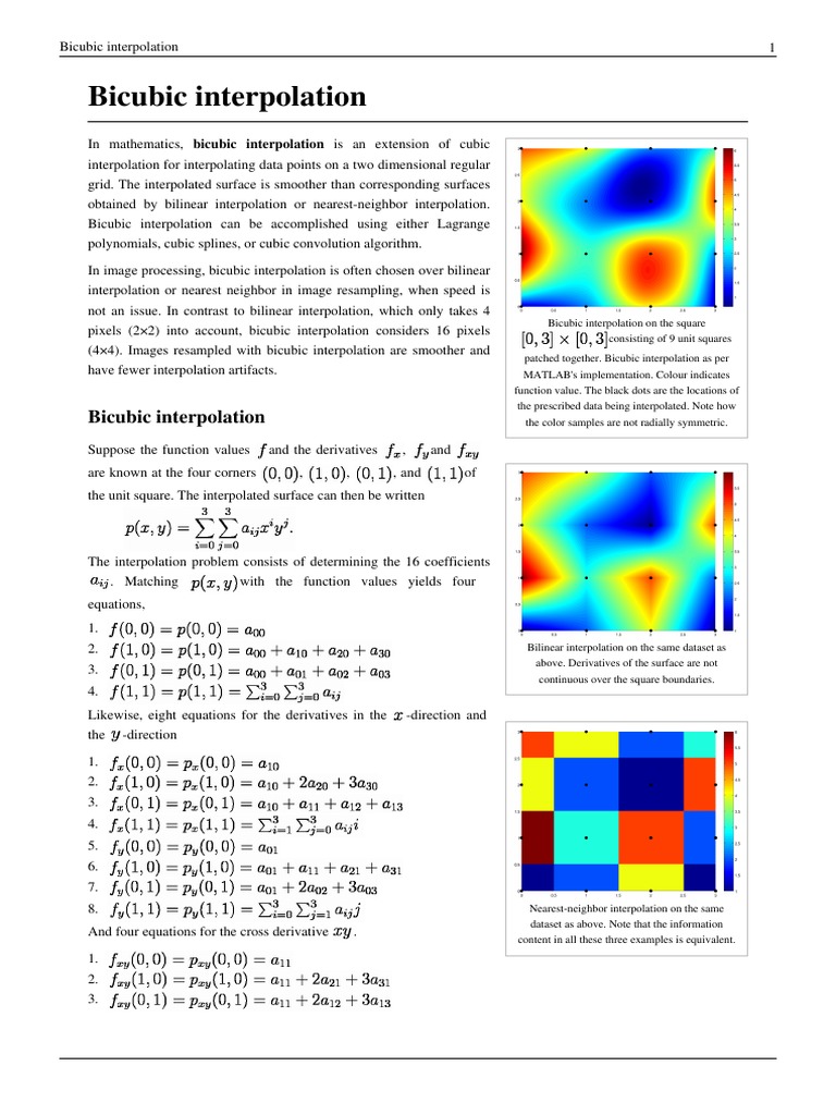 Bicubic Interpolation Wiki PDF | PDF | Mathematical Analysis | Algorithms