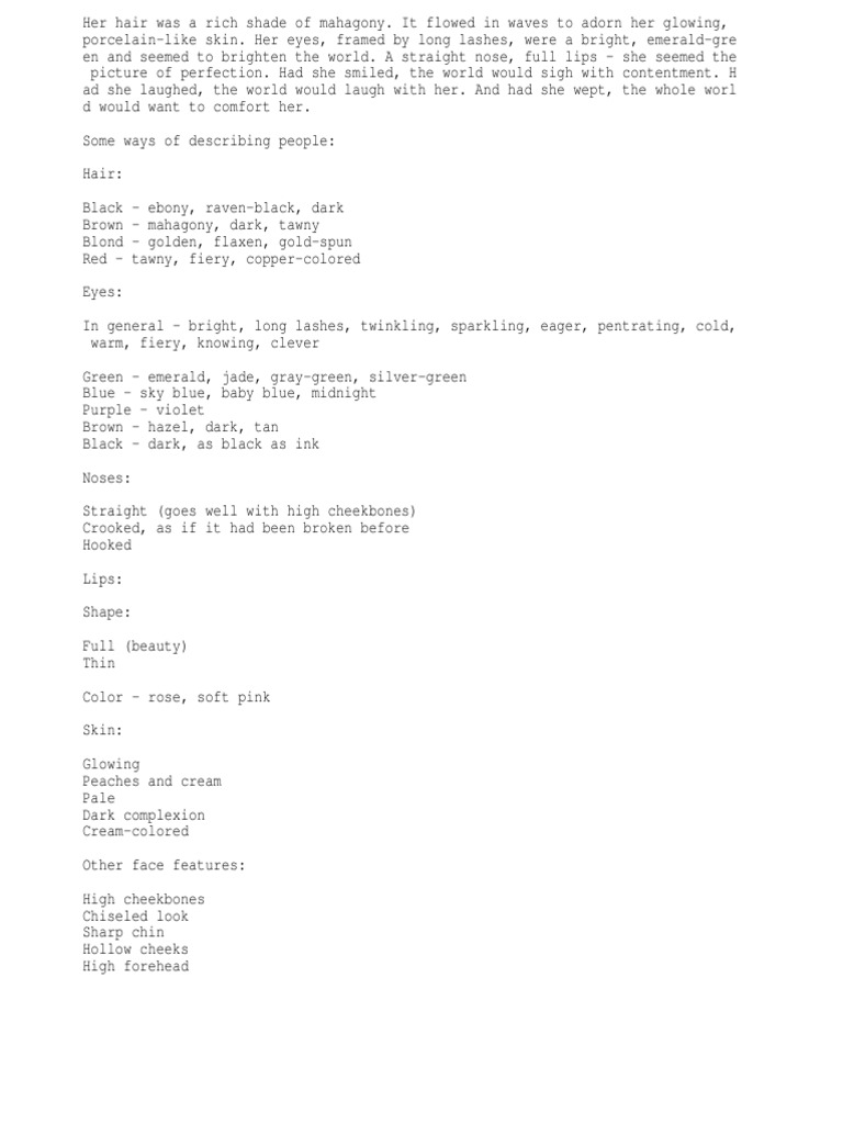 Describing A Girl | PDF