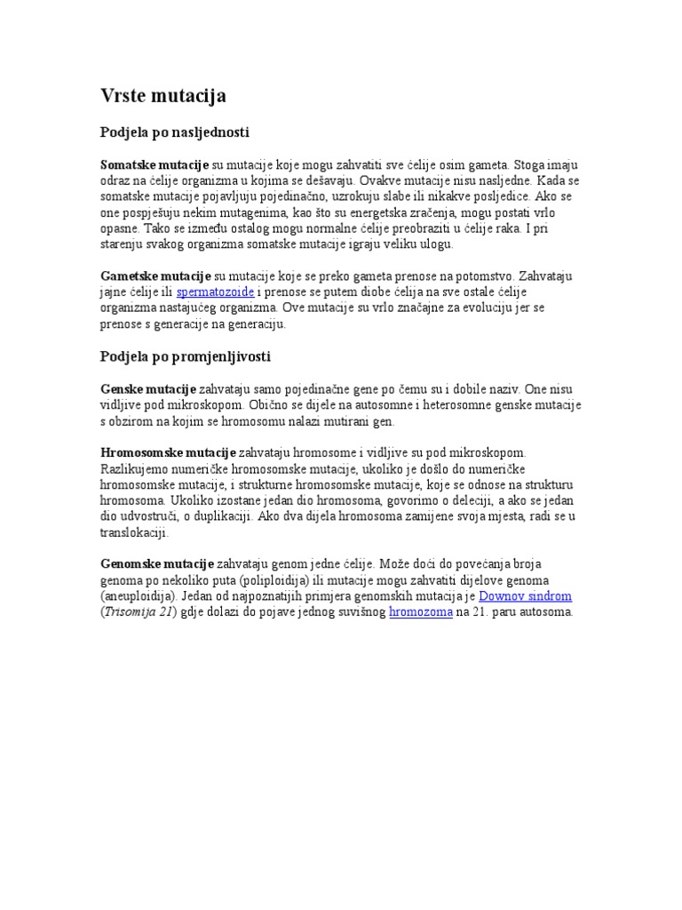 Vrste Mutacija | PDF