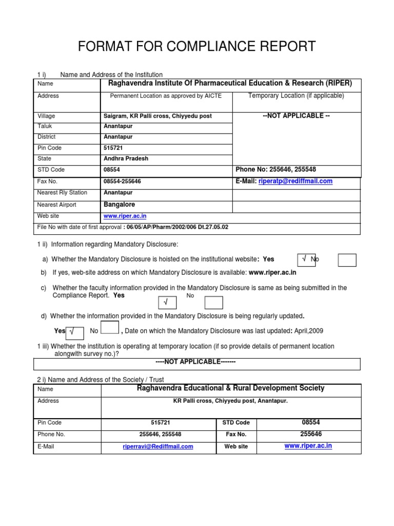 Compliance Report Format-2010-11 | PDF | Doctor Of Philosophy | Fee