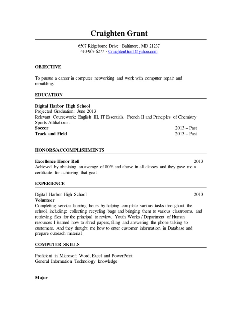 Resume For Csit 101 | PDF