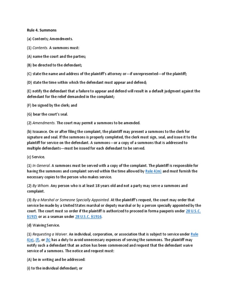 Summons: Issuance and Service Rules | PDF