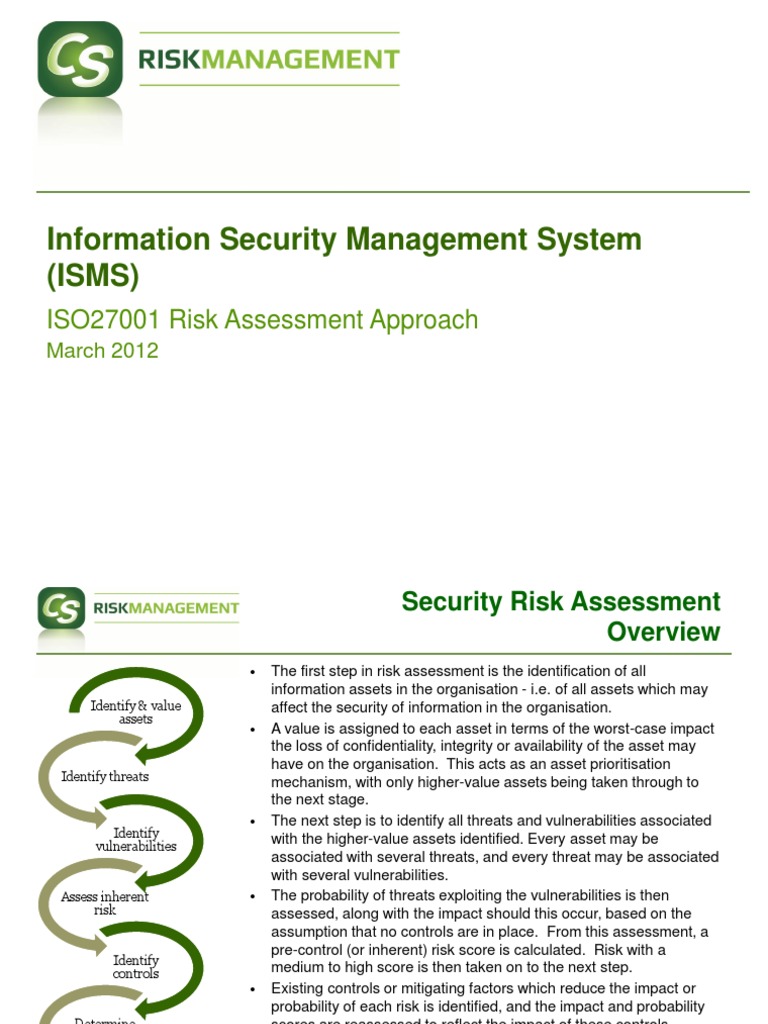 ISO 27001 Risk Assessment Approach | PDF