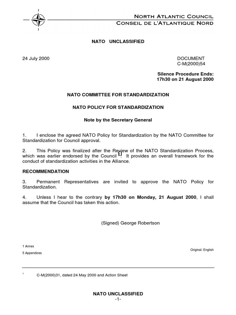 Nato Policy For Standardization | PDF | Nato | Interoperability