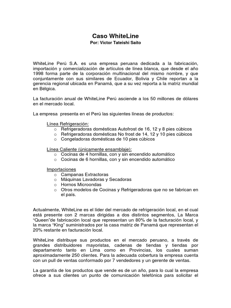 Caso WhiteLine PDF | PDF | Planificación | Marketing
