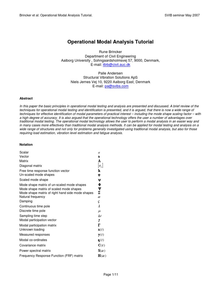 Operational Modal Analysis Tutorial | PDF | Finite Element Method | Normal Mode
