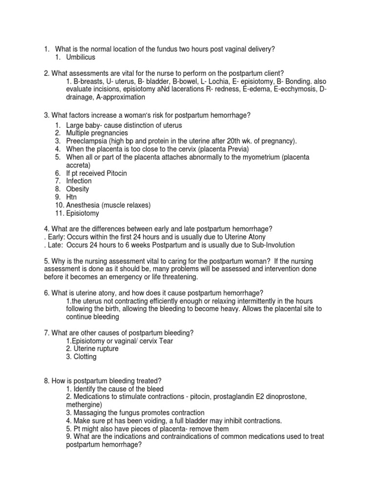 Postpartum Questions | Postpartum Period | Uterus