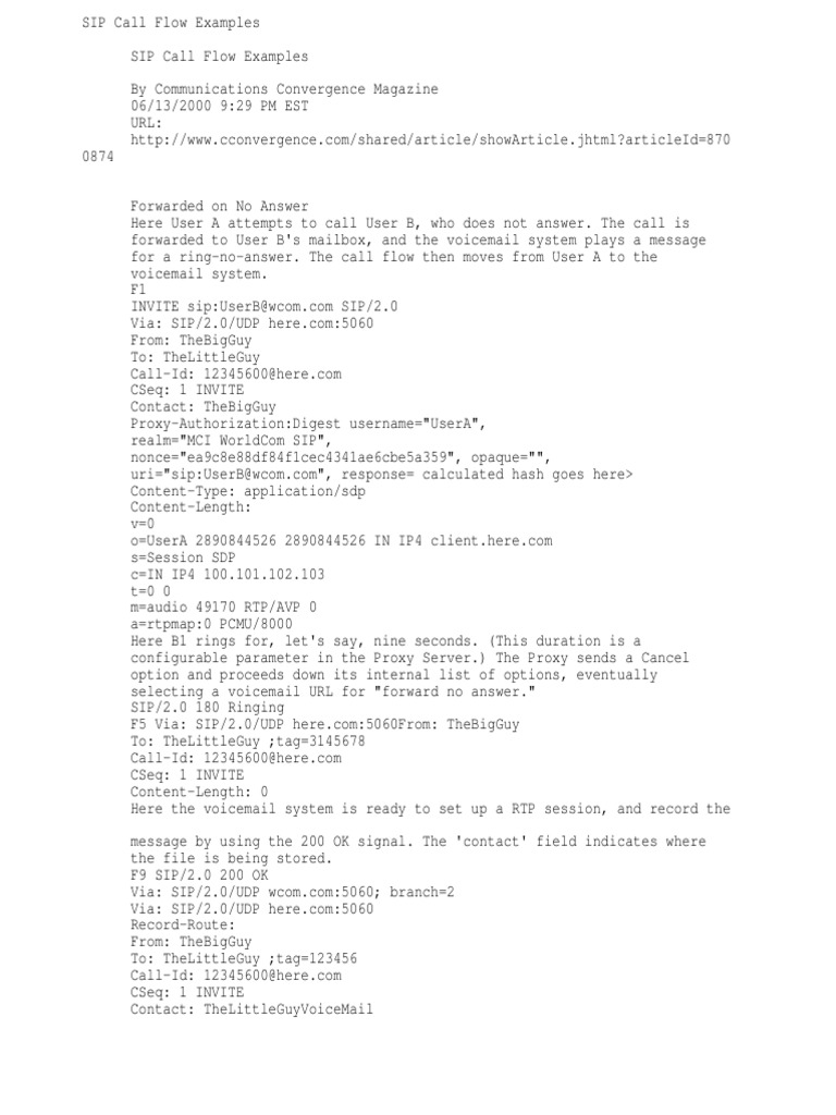SIP Call Flow Examples | Session Initiation Protocol | Voicemail