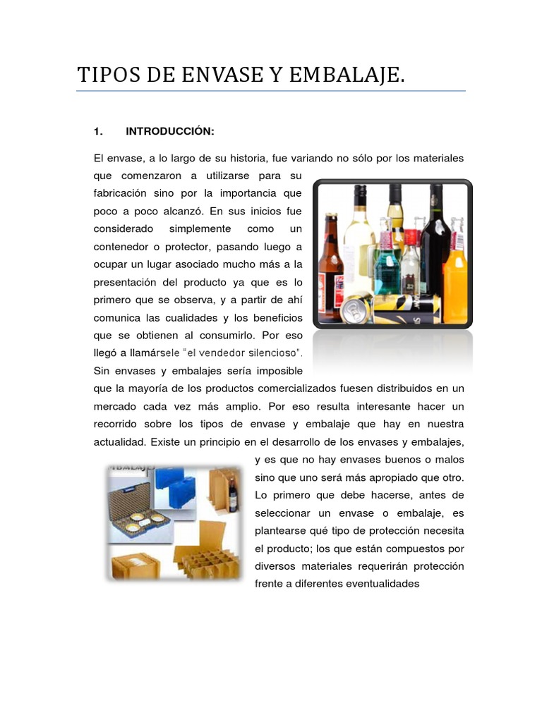 TIPOS DE ENVASE Y EMBALAJE..prestn | PDF | El plastico | Cloruro de polivinilo