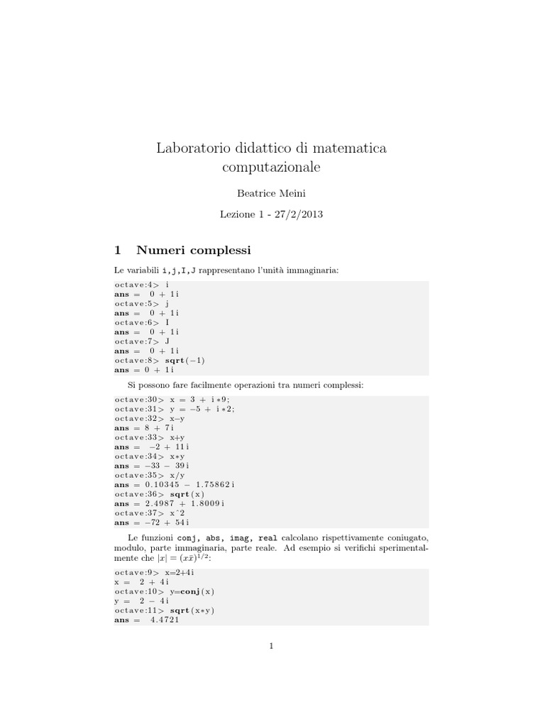 Numeri Complessi | PDF