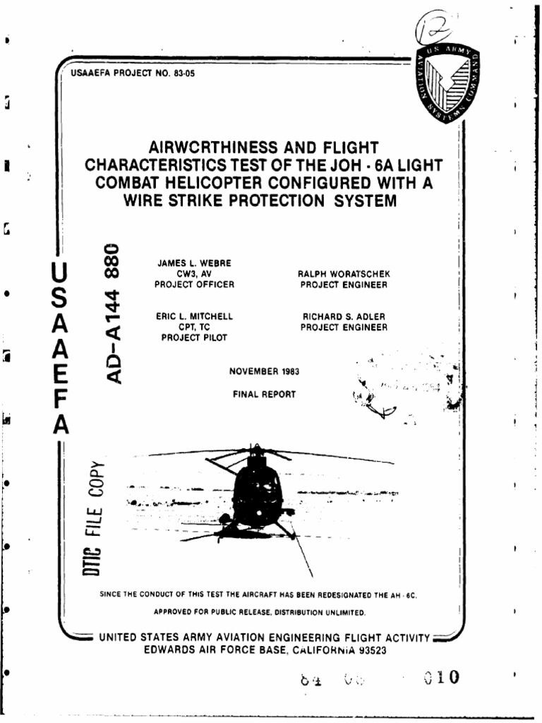 Airworthiness and Flight Characteristics of The JOH-6A Light Combat ...