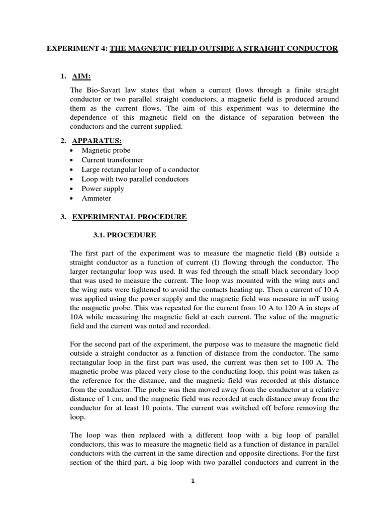 Experiment 4 Report: Measuring Magnetic Field Around A Rectangular Loop ...