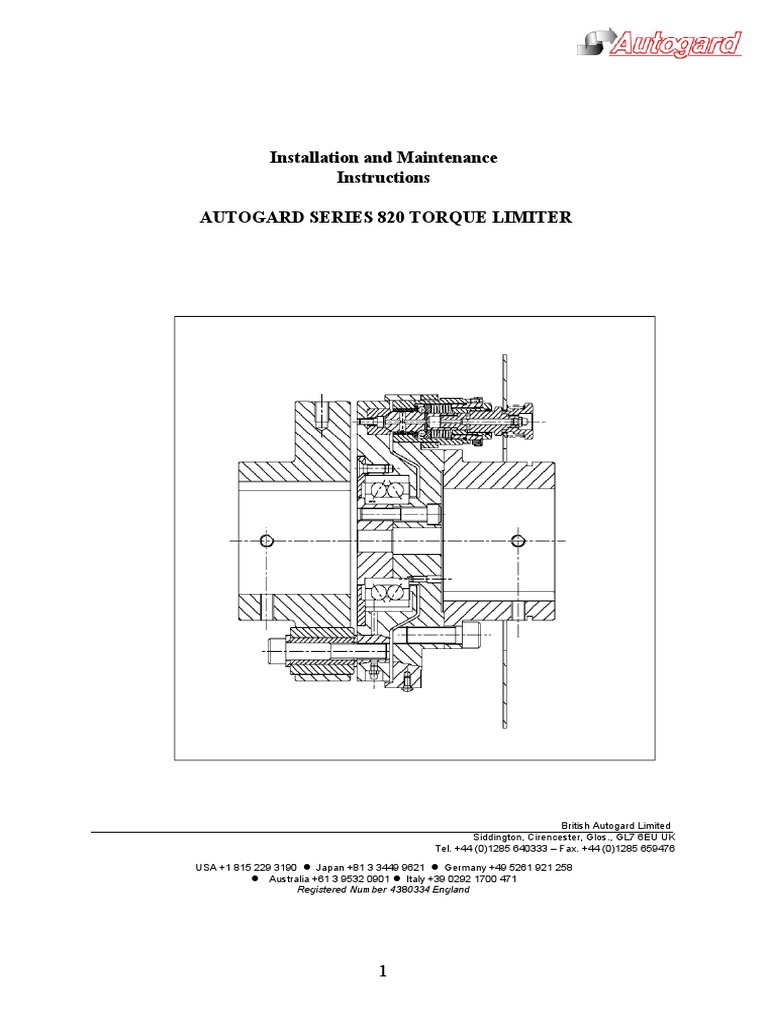 Autogard Series 820 Torque Limiter: Installation and Maintenance ...