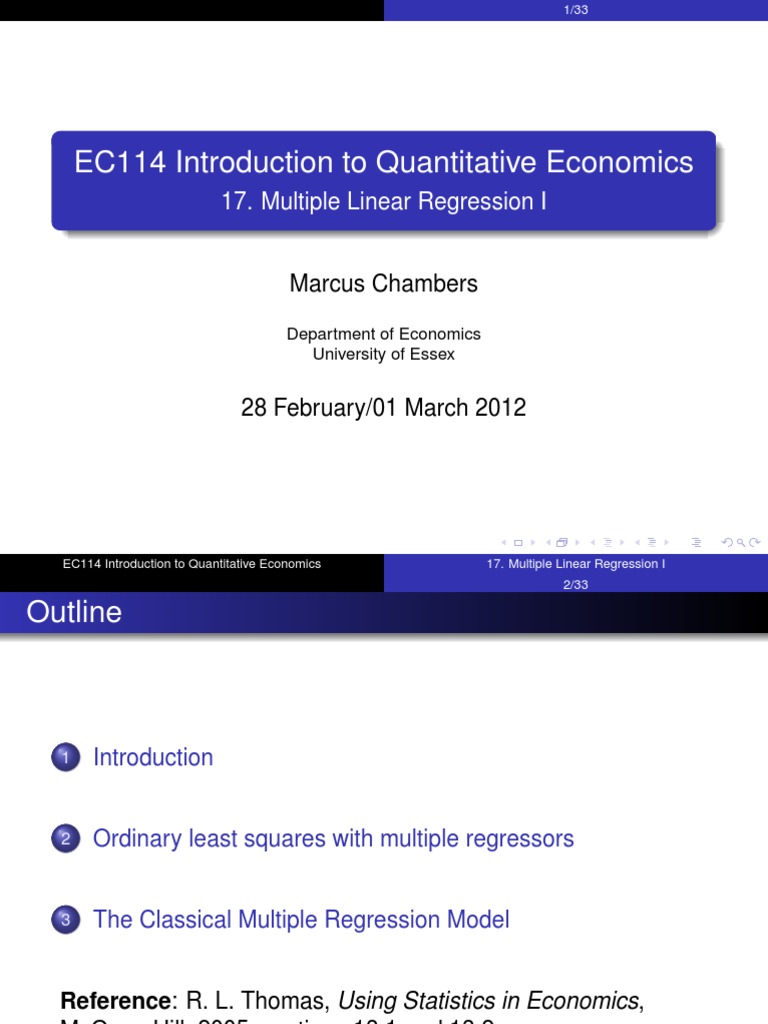 Multiple Linear Regression I | PDF | Ordinary Least Squares | Regression Analysis