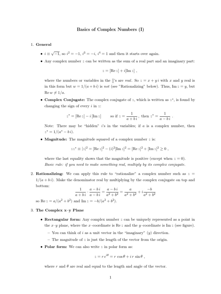 Understanding Complex Numbers Basics | PDF