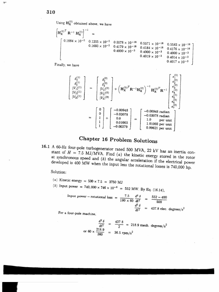 Power System Analysis Ch16soln | PDF | Electric Generator | Physical ...