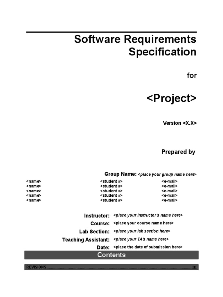 Software Requirements Specification: Version | PDF | Specification ...