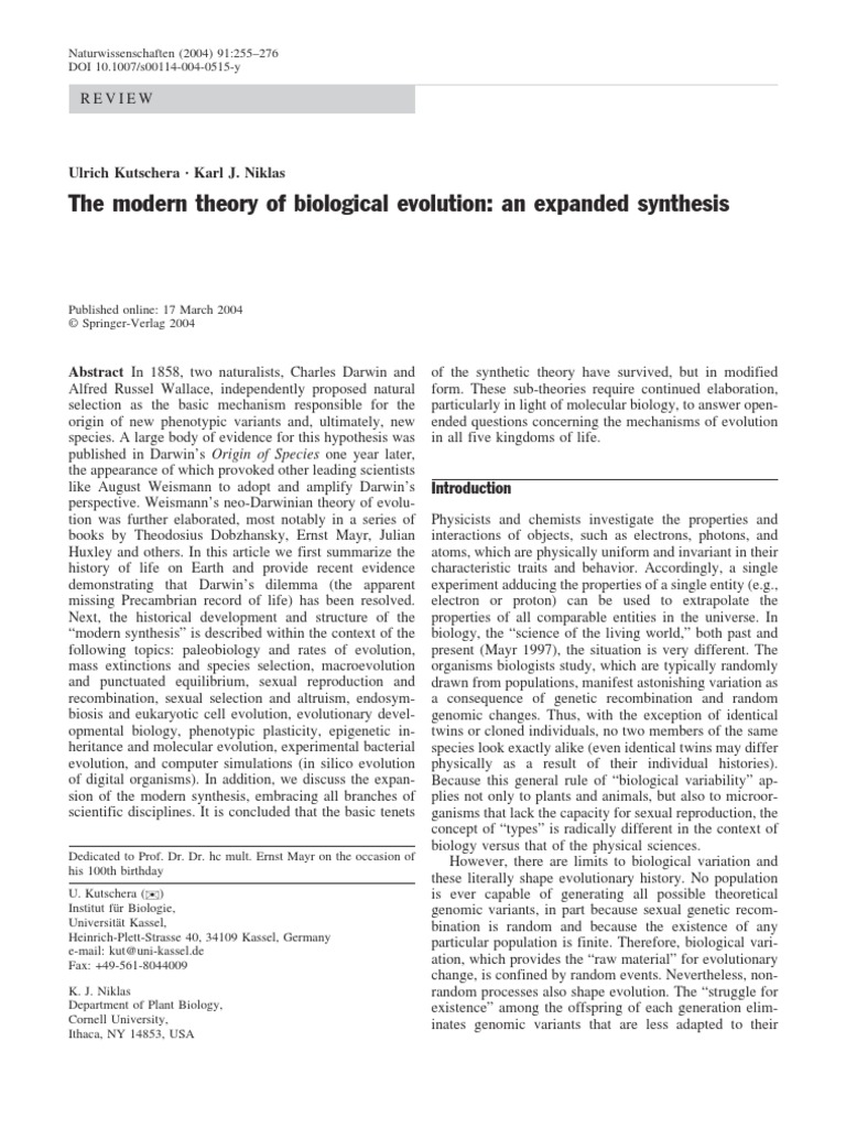 Expanded Synthesis of Evolutionary Theory | PDF | Evolution | Natural Selection