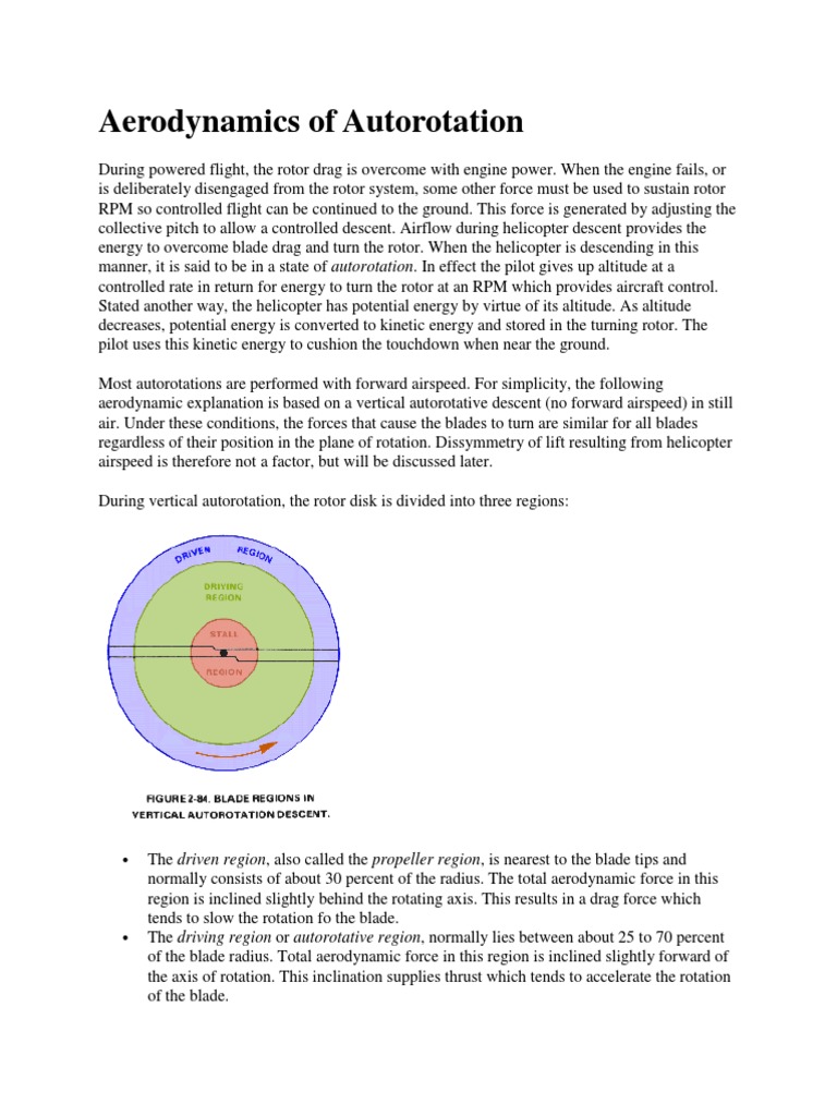 Aerodynamics of Autorotation | PDF | Helicopter | Helicopter Rotor