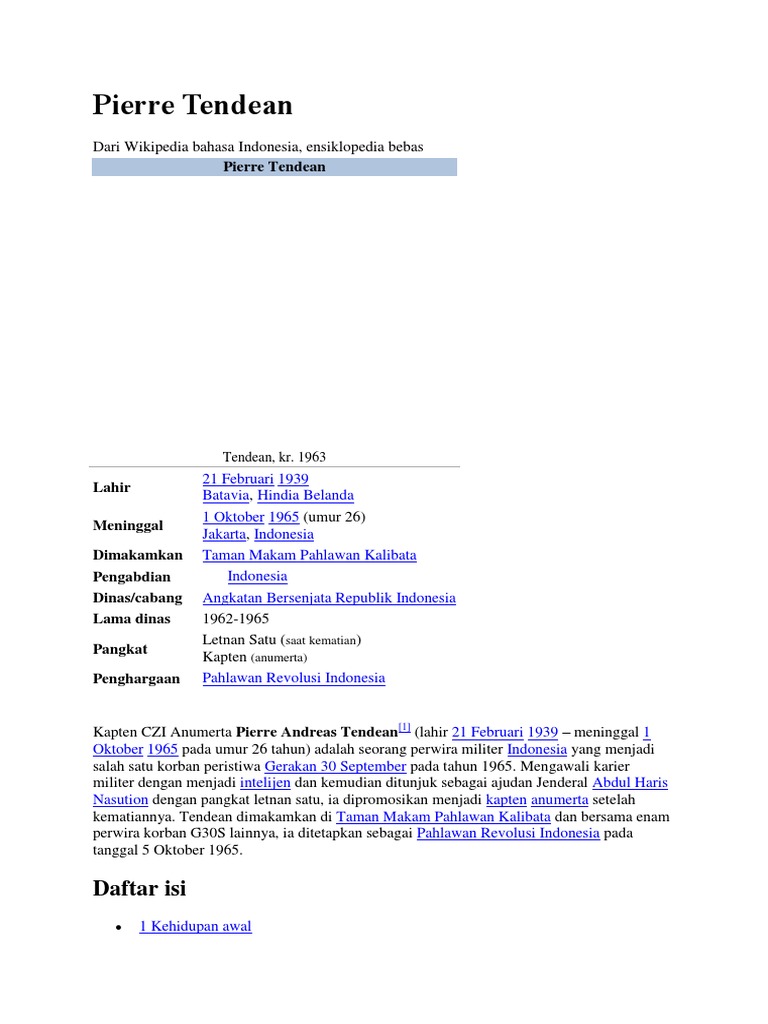 Biografi Pierre Tendean | PDF