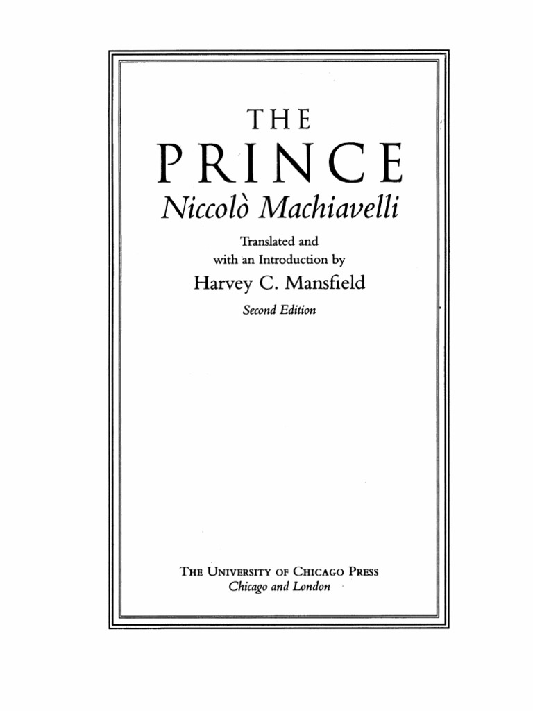Machiavelli Niccolo. of New Principalities That Are Acquired Through ...