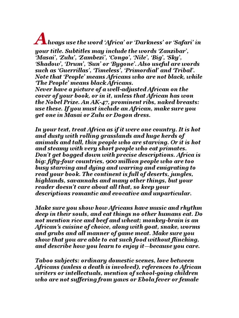 How To Write About Africa | PDF | Africa | Conservation