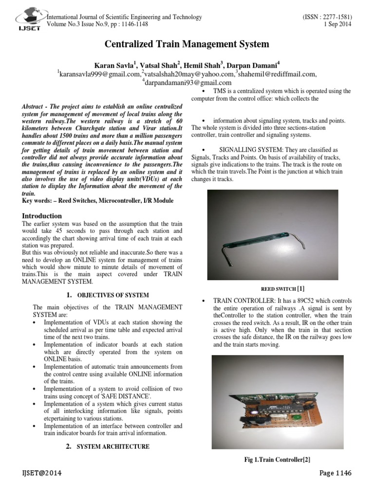 Centralized Train Management System | PDF | Switch | Train