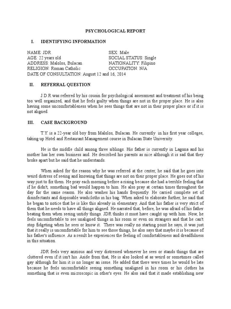 Case Study For OCD | PDF | Psychology