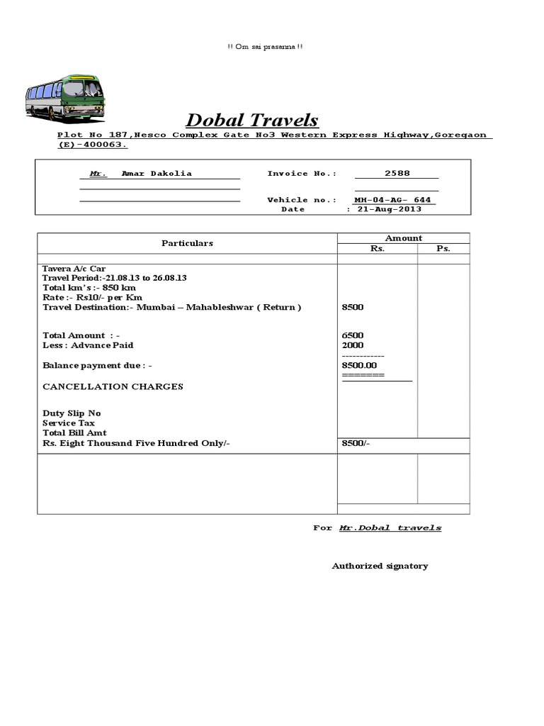 LTA Travel Bill Format Sample | PDF