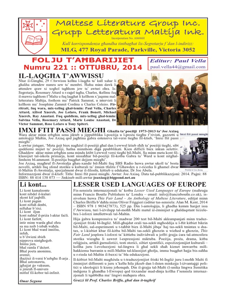 Maltese Literature Group Inc. / Grupp Letteratura Maltija Ink. | PDF