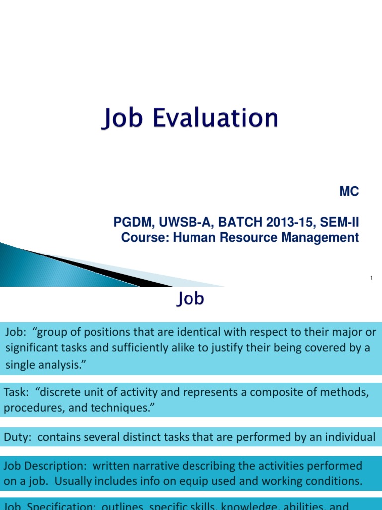 HRM Job Evaluation | PDF | Employment | Evaluation