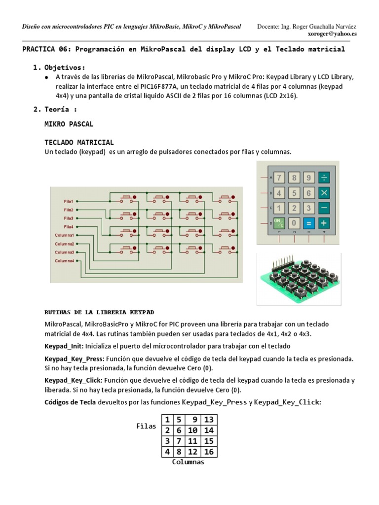 Programación LCD y Teclado en MikroPascal | PDF | Pantalla de cristal ...